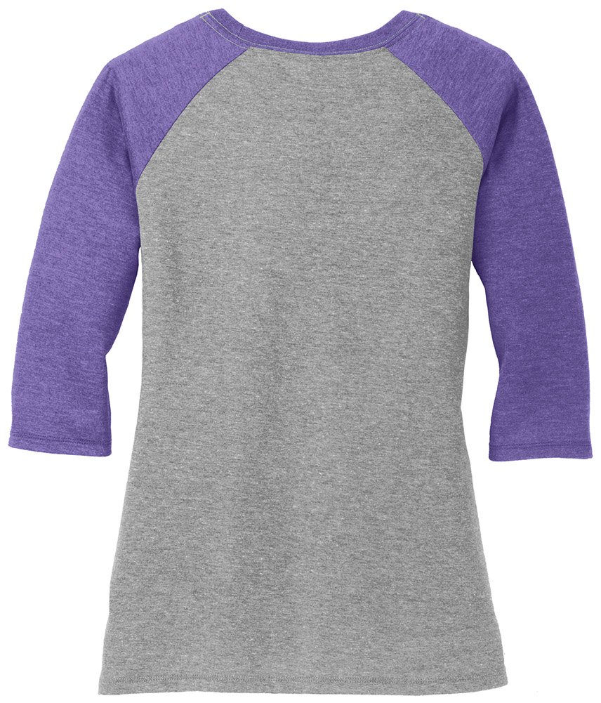 Joe's USA Womens 3/4 Raglan Baseball T-Shirt-XL-Purple/Grey