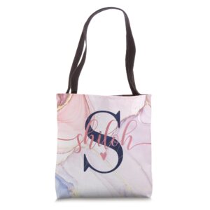 shiloh letter s initial monogram calligraphy personalized tote bag