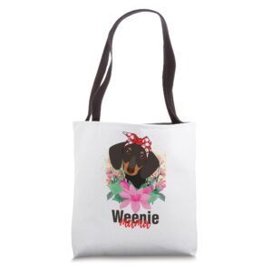 weenie mama doxie dachshund cut weiner dog mom mother's day tote bag