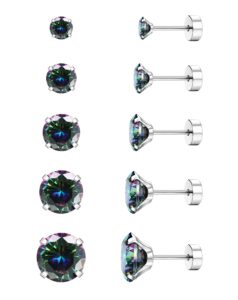 jstyle screw back stud earrings set 20g surgical steel cubic zirconia cartilage piercing jewelry for women men sensitive ears cz tragus helix flat back earrings stud colorful