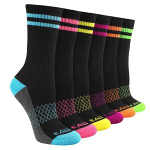 eallco womens crew socks athletic calf work socks running long cushioned sole socks 6 pairs