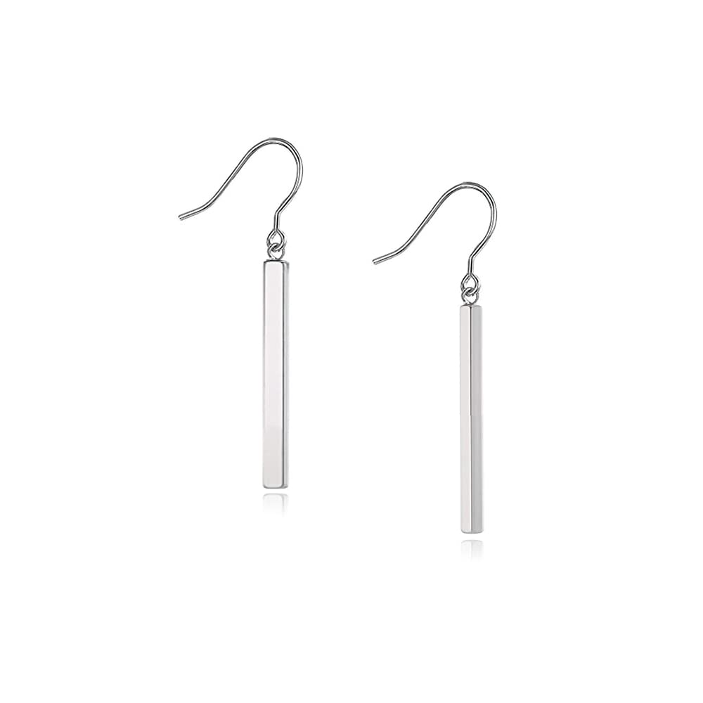 Limerencia Pure Titanium Vertical Bar Dangle Earrings,Lightweight Drop Earrings Hypoallergenic for Sensitive Ears Women (30mm, Shiny grey)