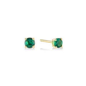 gelin 14k solid gold emerald stud earrings for women