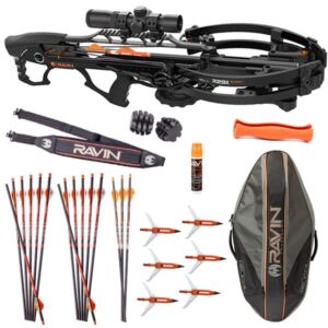 ravin custom crossbows r29x ultimate crossbow package 2022 model - 15 arrows, backpack case , ravin aluminum broadheads and more, predator dusk camo