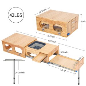 SHIWAGIN Overland Kitchen, Vehicle Camping Table with Drawer, for SUV/Trunk Bed/Storage, for up to 2 Burners Camp Stove, Folding, pullout, Pull Out