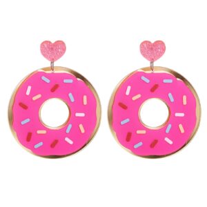 onlyjump handmade imitate acrylic food dangle earrings unique colorful sweetheart funny earrings cute ice cream cake hamburger earrings for women statement jewellery gifts (doughnut)