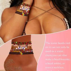 ELABEST 50inch Plus Size African Waist Beads Belly Chain Non-Stretching Tie-on Bead Body Jewelry Accessories for Women and Girls (5)