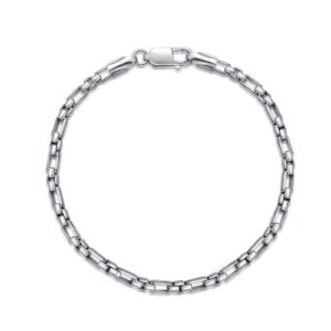 lelouchy solid 925 sterling silver italian 2.8mm round box chain bracelet for men women, made in italy 7 inch