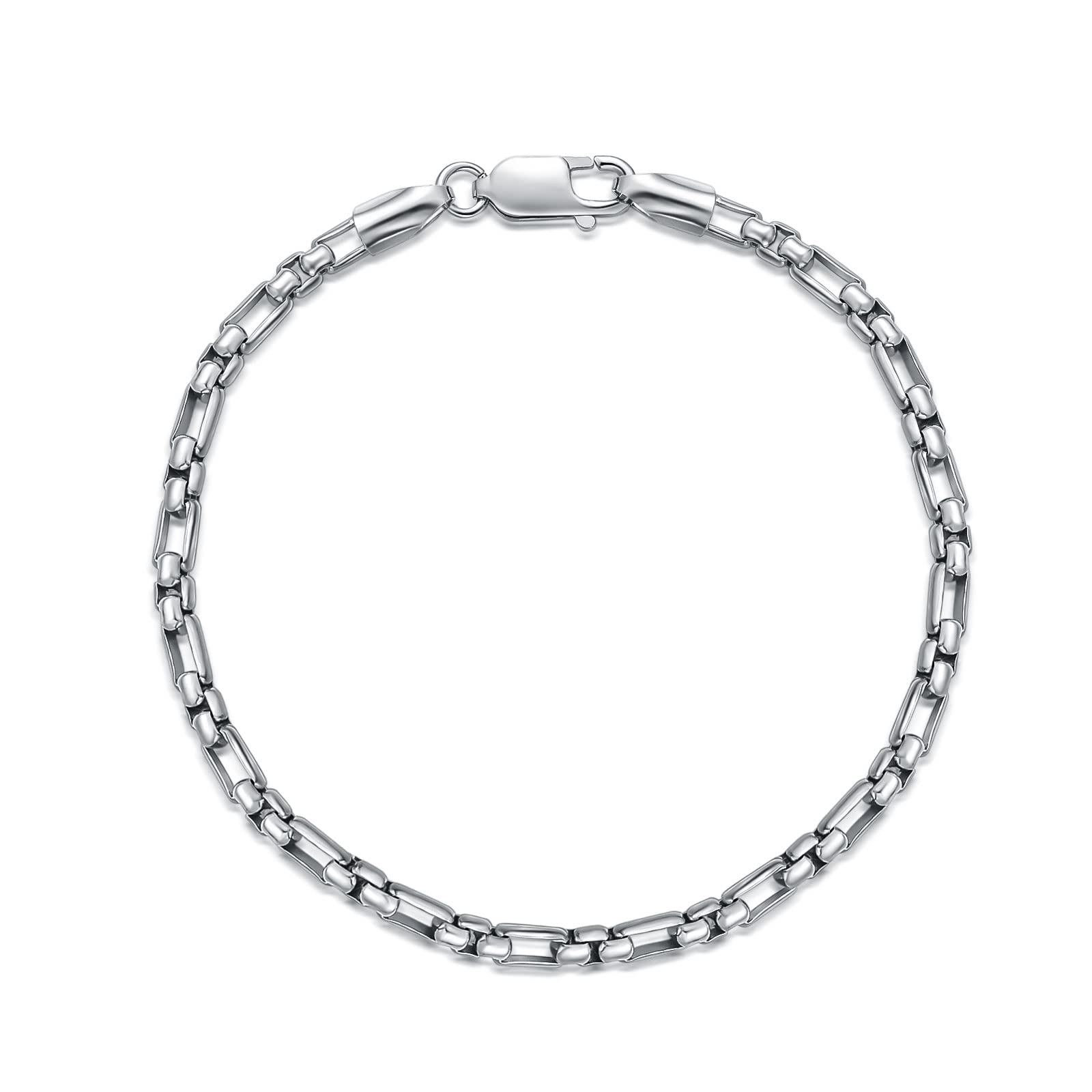 LELOUCHY Solid 925 Sterling Silver Italian 2.8mm Round Box Chain Bracelet for Men Women, Made in Italy 7 Inch