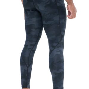 DEVOPS Men's Compression Pants Athletic Leggings (Large, Black/Camo Black/Camo Grey)