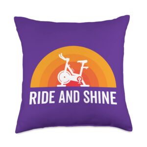 catch that beat by spinco ride and shine indoor spin class funny workout gym throw pillow, 18x18, multicolor