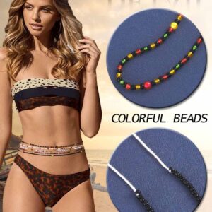 ELABEST 50inch Plus Size African Waist Beads Belly Chain Non-Stretching Tie-on Bead Body Jewelry Accessories for Women and Girls (5)