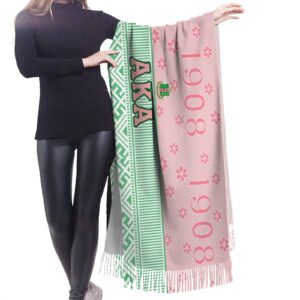 GGBB AKA Scarf Womens Summer Pashmina Shawl Wrap Soft Cozy Sorority Gift Scarves for Women Black One Size