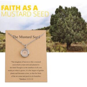 WSNANG Mustard Seed of Faith Cards Mustard Seed Necklace Religious Inspirational Mustard Seed Jewelry for Women (The kingdom card)