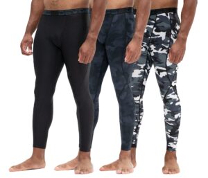 devops men's compression pants athletic leggings (large, black/camo black/camo grey)