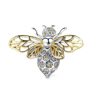 gnoce eternal starfish honey bee stopper for charm bracelets 925 sterling silver animal stopper fit bracelet/necklace for women mother's day gift (bee)