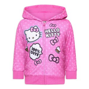 hello kitty girls zip up hooded sweatshirt for infant, toddler and little kids hot pink