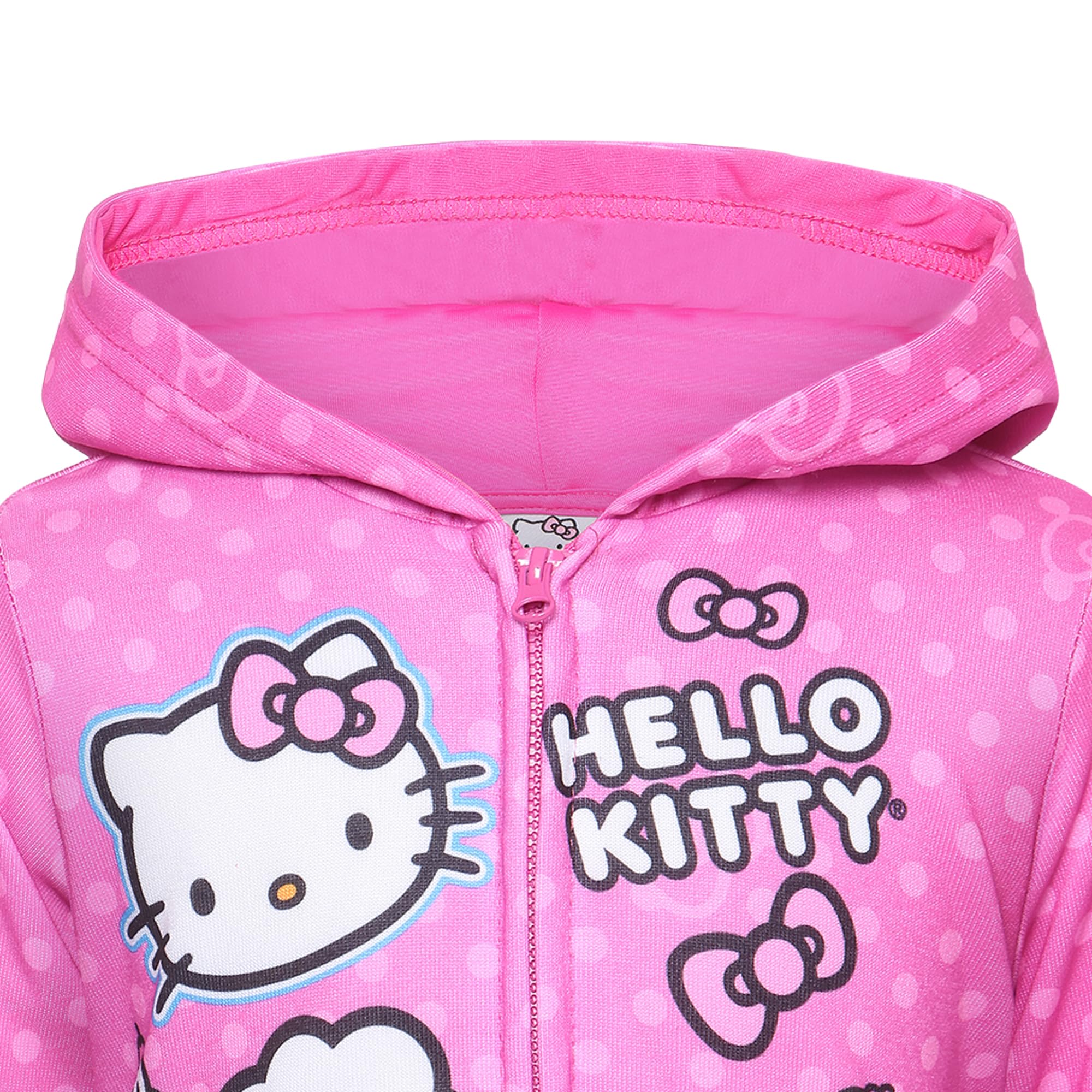 Hello Kitty Girls Zip Up Hooded Sweatshirt for Infant, Toddler and Little Kids Hot Pink