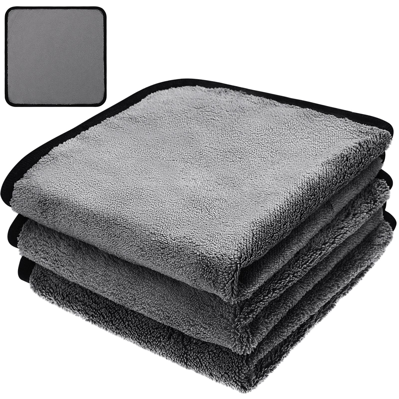 3 Pack Plush Microfiber Guitar Cloth Soft Cleaning Polishing Cloth Microfiber Towels for Guitar Bass Violin Piano Cleaning Instrument Accessories, 12 x 12 Inches, Gray