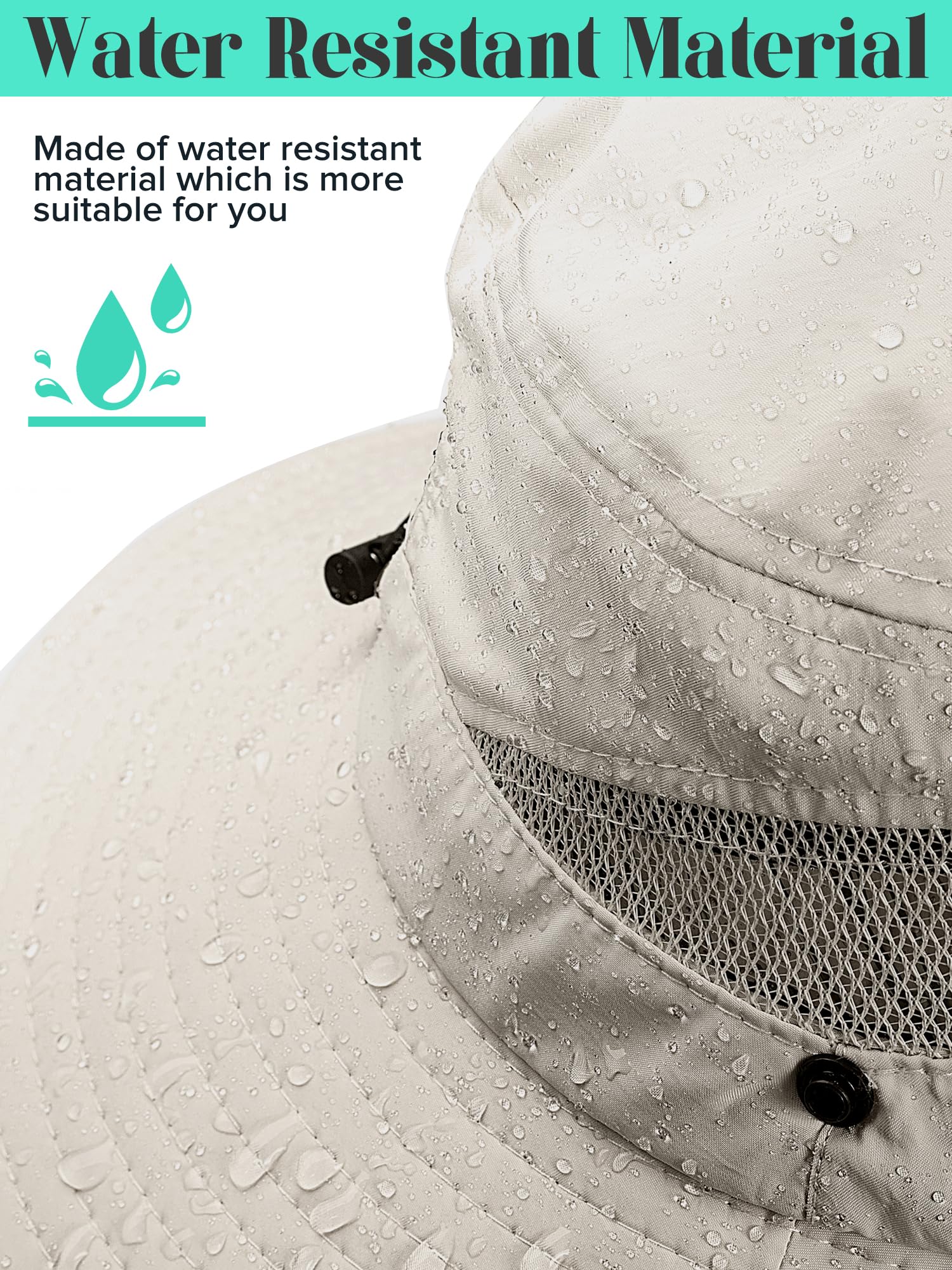 Sun Hat with Ponytail Hole for Women,Sun UV Protection UPF50+ Waterproof Beach Bucket Safari Hiking Hat for Women Beige