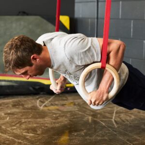 Escape Climbing Rings | Rock Climbing Training Rings | Wood Strength Training | Gymnastic Rings Set with 15’ Adjustable Straps| Great for Gyms