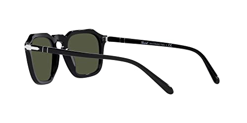 Persol PO3292S Square Sunglasses, Black/Green, 50 mm