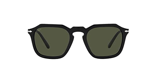 Persol PO3292S Square Sunglasses, Black/Green, 50 mm