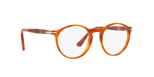 Persol PO3285V Round Prescription Eyewear Frames, Terra Di Siena/Demo Lens, 50 mm