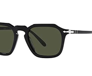 Persol PO3292S Square Sunglasses, Black/Green, 50 mm