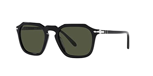 Persol PO3292S Square Sunglasses, Black/Green, 50 mm