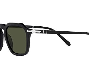 Persol PO3292S Square Sunglasses, Black/Green, 50 mm