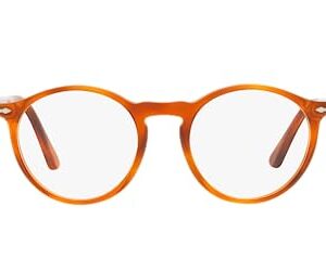 Persol PO3285V Round Prescription Eyewear Frames, Terra Di Siena/Demo Lens, 50 mm