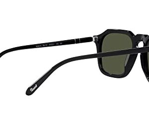 Persol PO3292S Square Sunglasses, Black/Green, 50 mm