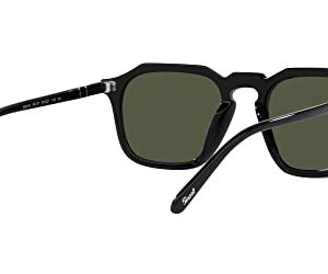 Persol PO3292S Square Sunglasses, Black/Green, 50 mm