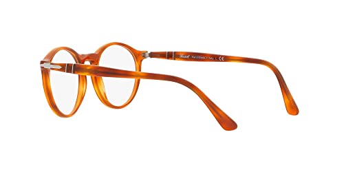 Persol PO3285V Round Prescription Eyewear Frames, Terra Di Siena/Demo Lens, 50 mm