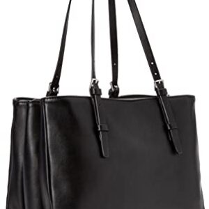 Calvin Klein Penny Triple Compartment Tote, Black/Silver,One Size