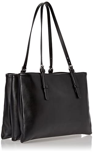 Calvin Klein Penny Triple Compartment Tote, Black/Silver,One Size