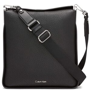 calvin klein fay north/south large crossbody, black/silver,one size