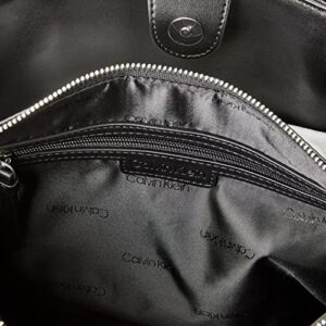 Calvin Klein Penny Triple Compartment Tote, Black/Silver,One Size