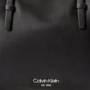 Calvin Klein Penny Triple Compartment Tote, Black/Silver,One Size