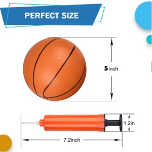 5 INCH PVC Mini Basketball for Indoor Basketball Mini Hoops, Soft 5" Rubber Small Repacement Basketball for Over Door Basketball Hoop Sets, Little Basketballs for Adults & Kids (3 PCS with Air Pump)