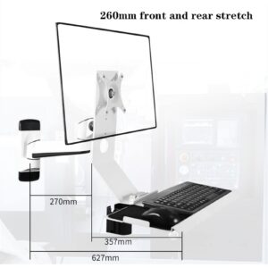 Monitor Stand for Heavy Duty Wall Mount Workstation - Full Motion Standing VESA Mount Arm, Adjustable Mechanical Monitor Stand with Keyboard Tray Arm, Ergonomic Wall Mounted Desk Monitor Arms Stand