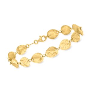 ross-simons italian 18kt gold over sterling hammered and polished disc bracelet. 7 inches