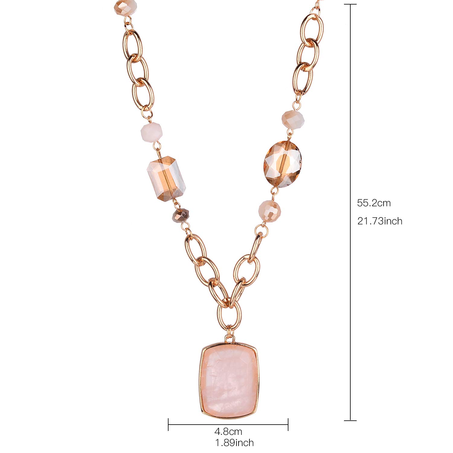 Nicole Miller Gold-tone Pink and Blush Gemstone Pendant Necklace