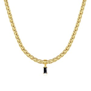 gogoey 18k gold filled vintage choker necklaces for women waterproof gold choker necklace anti tarnish gemstone zircon rectangle pendant necklace (c-black)