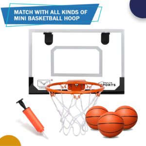 5 INCH PVC Mini Basketball for Indoor Basketball Mini Hoops, Soft 5" Rubber Small Repacement Basketball for Over Door Basketball Hoop Sets, Little Basketballs for Adults & Kids (3 PCS with Air Pump)