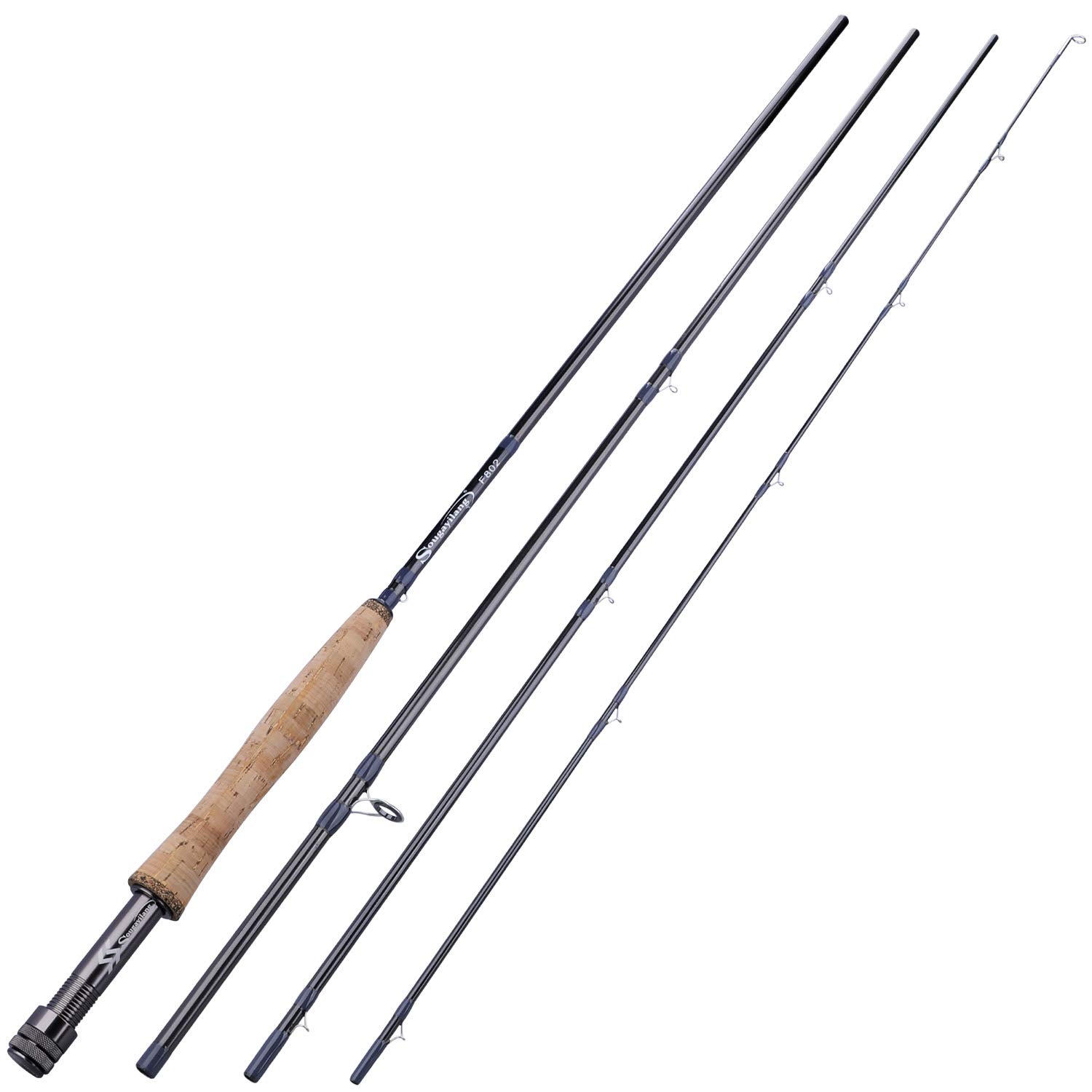 Sougayilang Fly Fishing Rod, Lightweight Ultra-Portable 4-Piece Graphite Fly Rod for Complete Starter 5/6wt, 7/8wt Rod for Traveling - 5/6WT