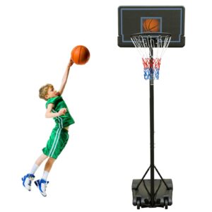 kids adjustable basketball hoop 5.7-7ft portable basketball hoop for kids teenagers youth and adults,30 inch backboard basketball goal stand indoor outdoor sports court play