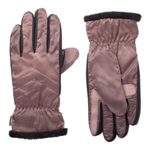 isotoner Women’s Recycled Sleekheat Stretch Chevron Quilted smartDRI Cold Weather Glove, Touchscreen Capable, Light Pink