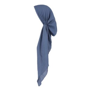 Madison Headwear Pretied Hair Scarves For Women Featuring A Unique Sparkly Foil Finish And Stretchy Ribbed Fabric (Crimped Solid DENIM)